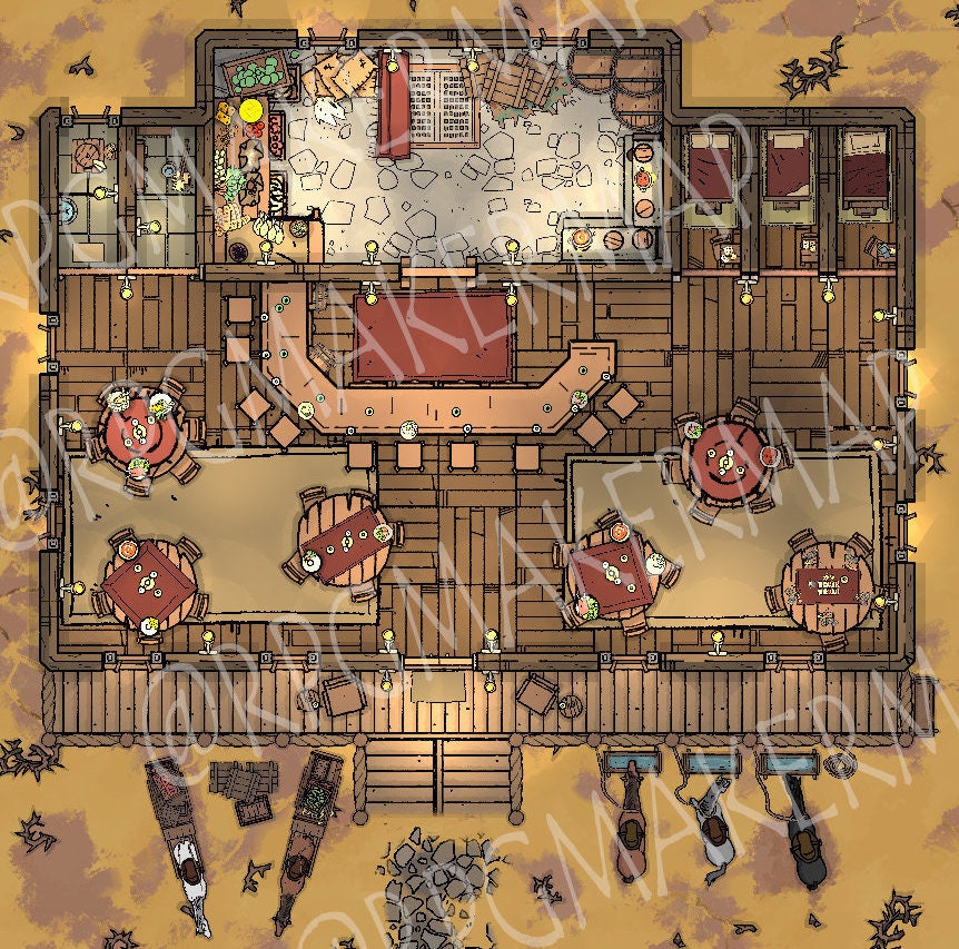 D&D Western Saloon Style Printable HD DnD Maps RPG | Etsy