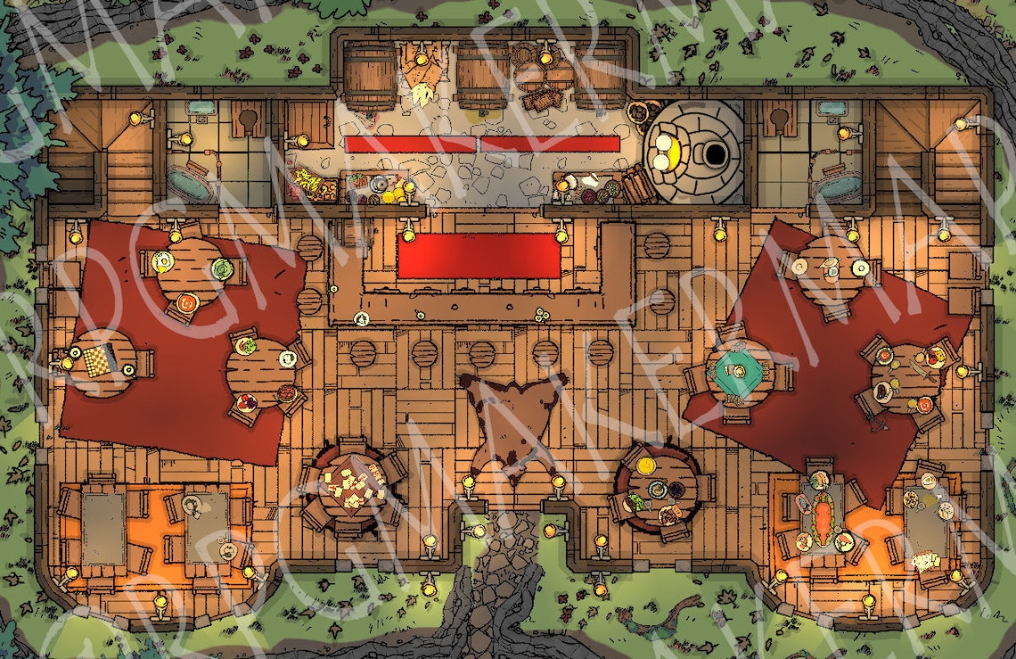RPG/D&D Tavern Bar Map HD Printable Dnd Maps RPG Tabletop - Etsy