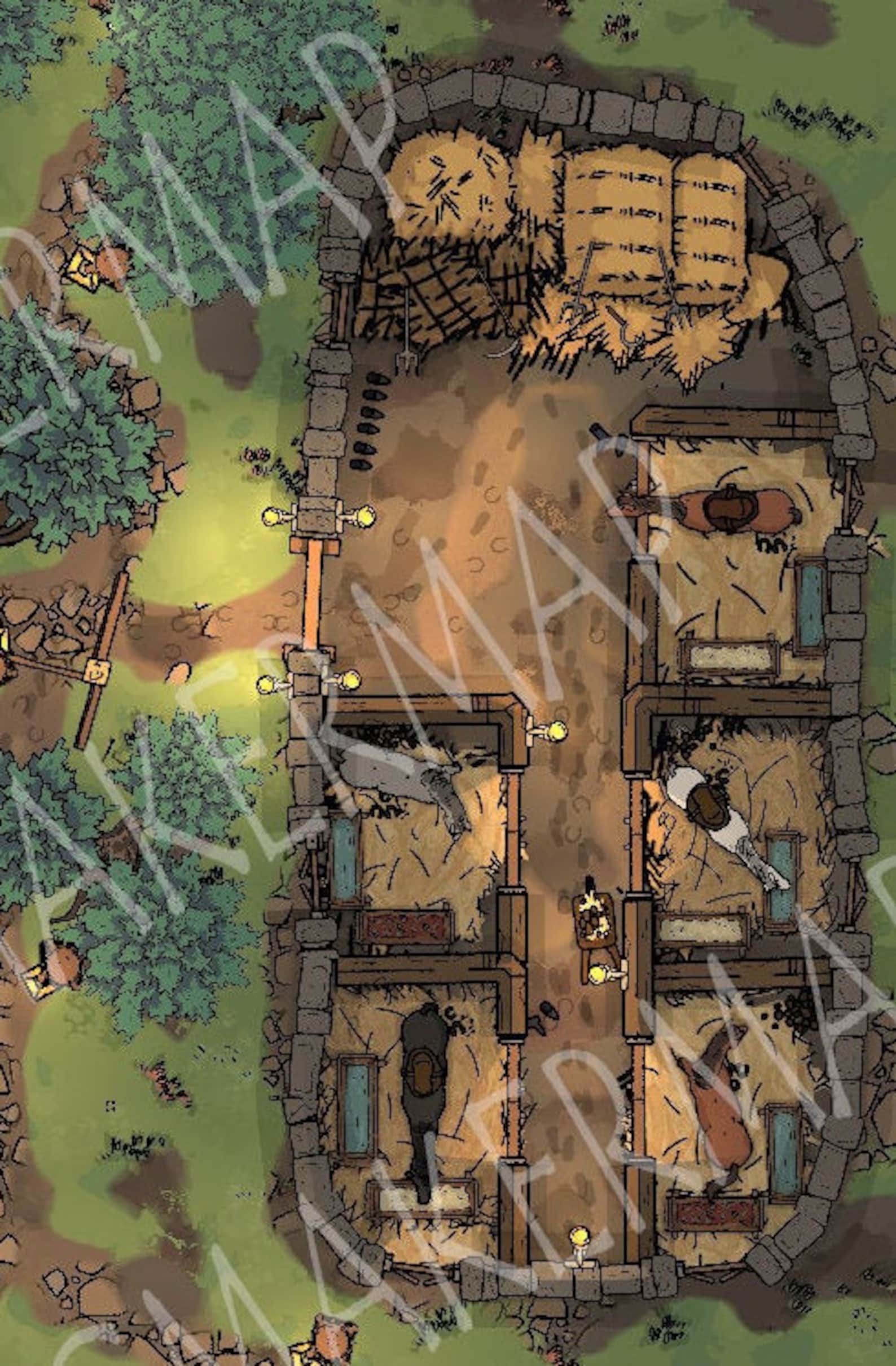 D&D Stable Tavern Map DnD Maps RPG Tabletop download Day | Etsy