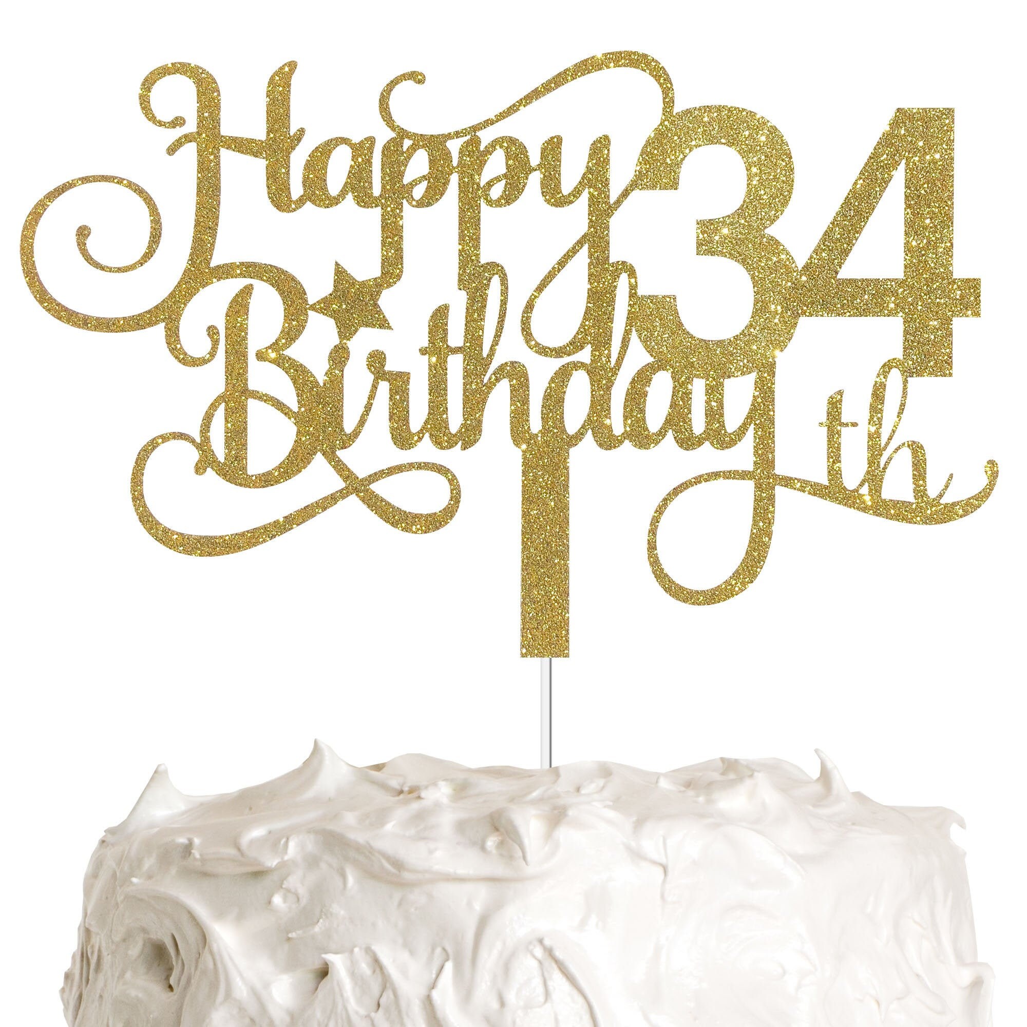 ALPHA K GG 34th Birthday Cake Topper Happy 34th Birthday Cake - Etsy