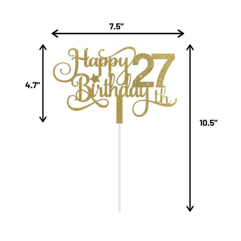 ALPHA K GG 27th Birthday Cake Topper Happy 27th Birthday Cake | Etsy