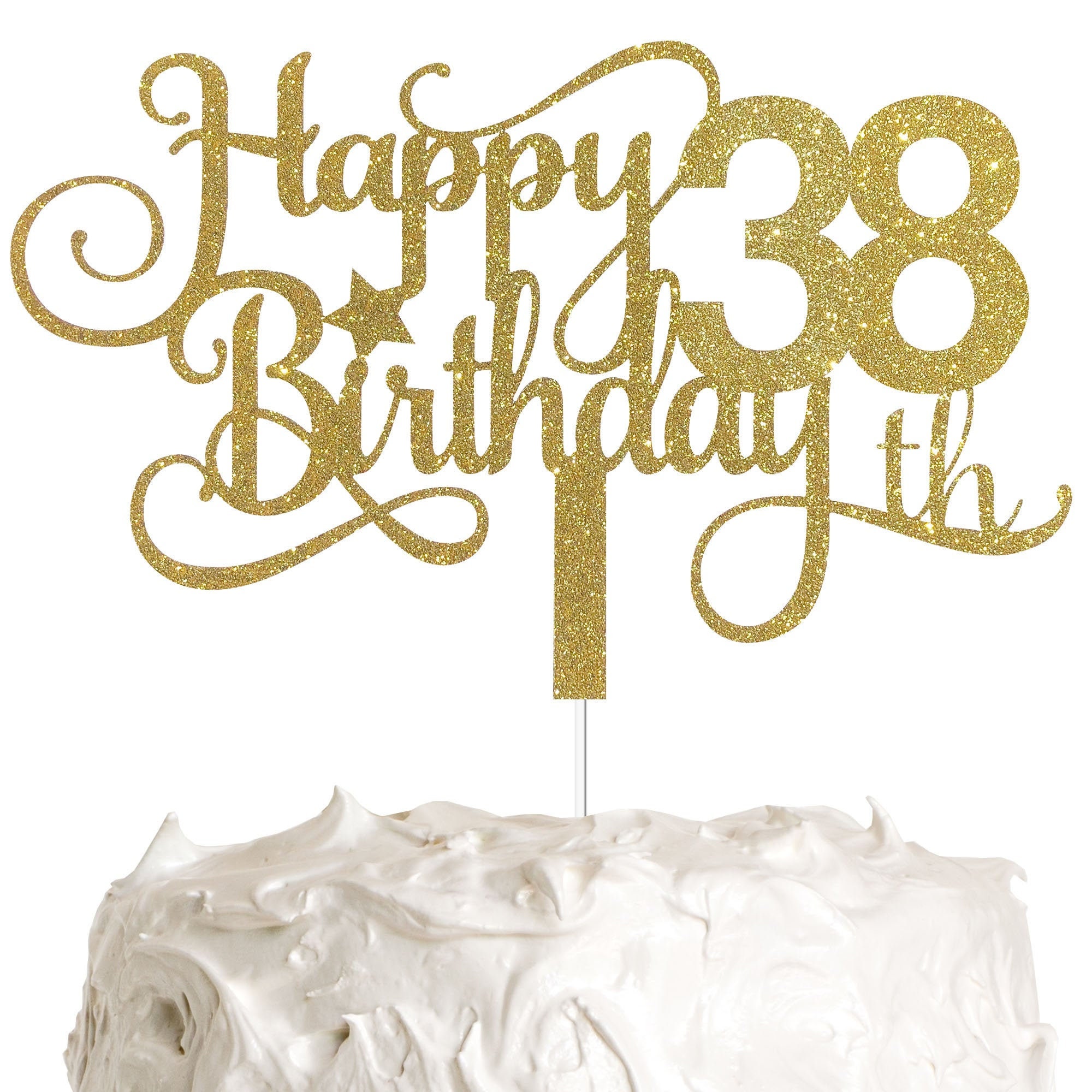 ALPHA K GG 38th Birthday Cake Topper Happy 38th Birthday Cake | Etsy