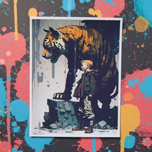 Boy and Tiger Inspired by Calvin and Hobbes 4" X 3" Sticker - Etsy