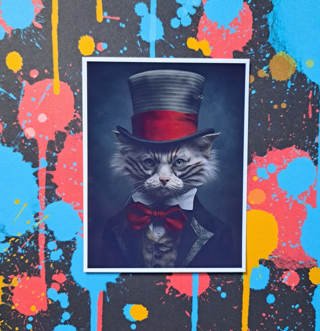 Cat Inspired by Cat in the Hat 4" X 3" Sticker - Etsy