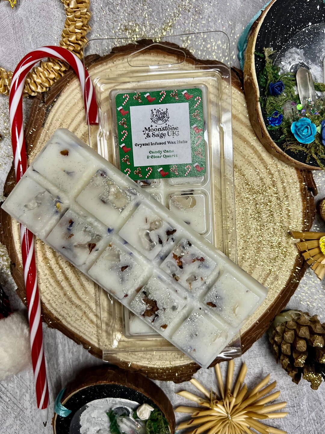 CANDY CANE Scented Crystal Infused Wax Melt, Festive Wax Melts ...