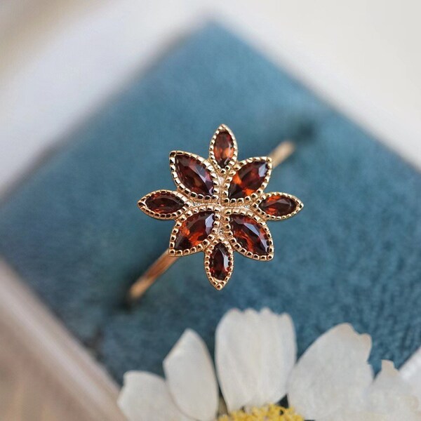 Gold Garnet Ring - Etsy