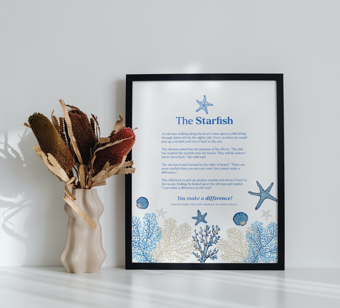 Starfish Story Gifts for Teachers Wall Art Printable - Etsy