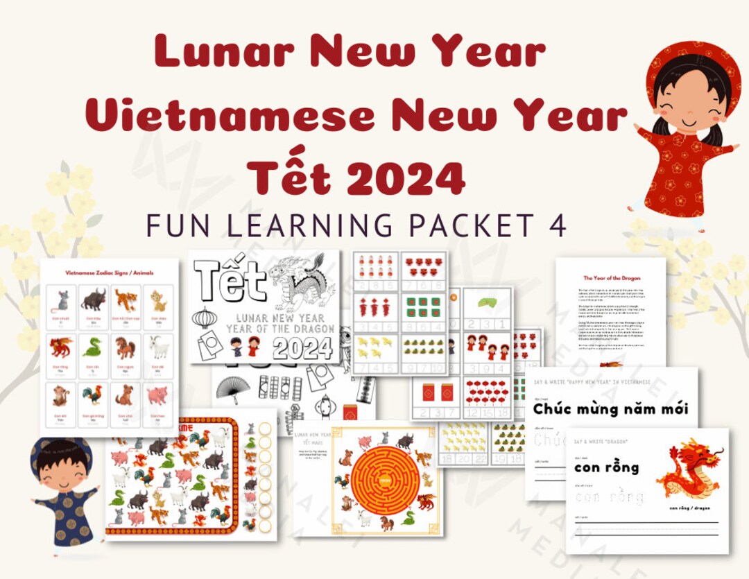 Tet 2024 / Lunar New Year PRINTABLE / Vietnamese New Year Fun Learning ...