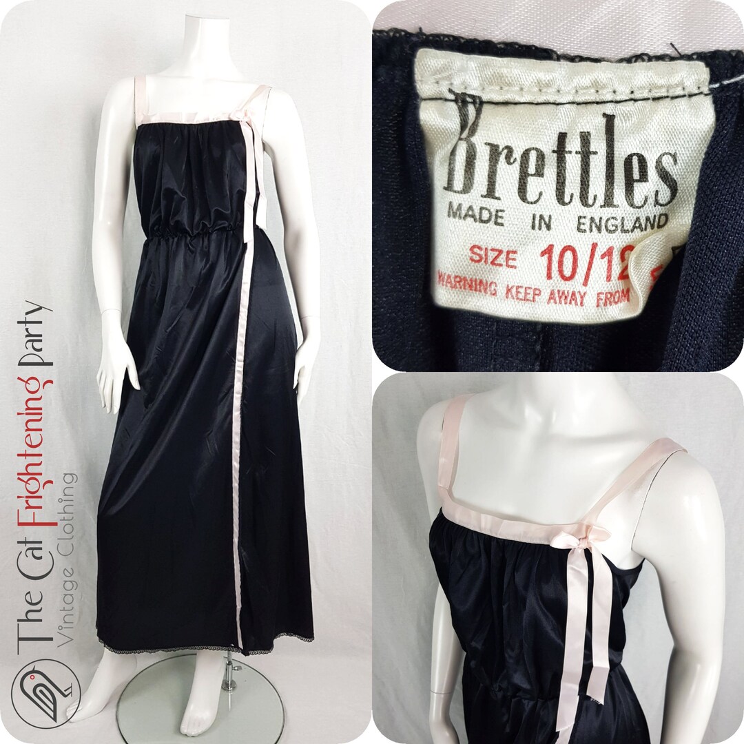 Brettles Vintage tamaño 10-12 líquido resbaladizo camisón de satén ...