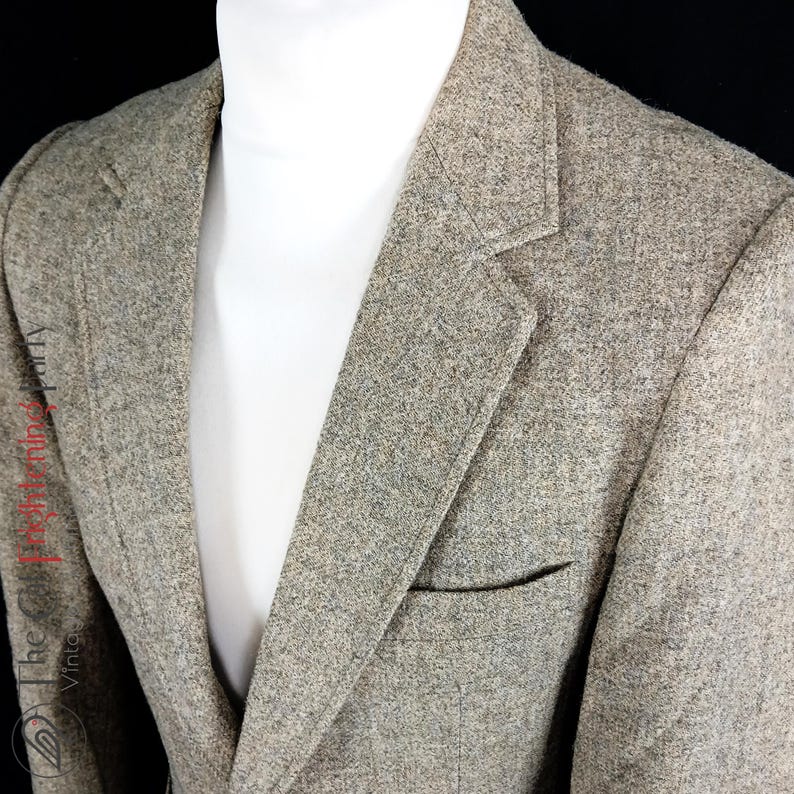 Vintage Tweed Jacket, Olive Green/brown, Mens Wool Tweed Blazer, Size ...