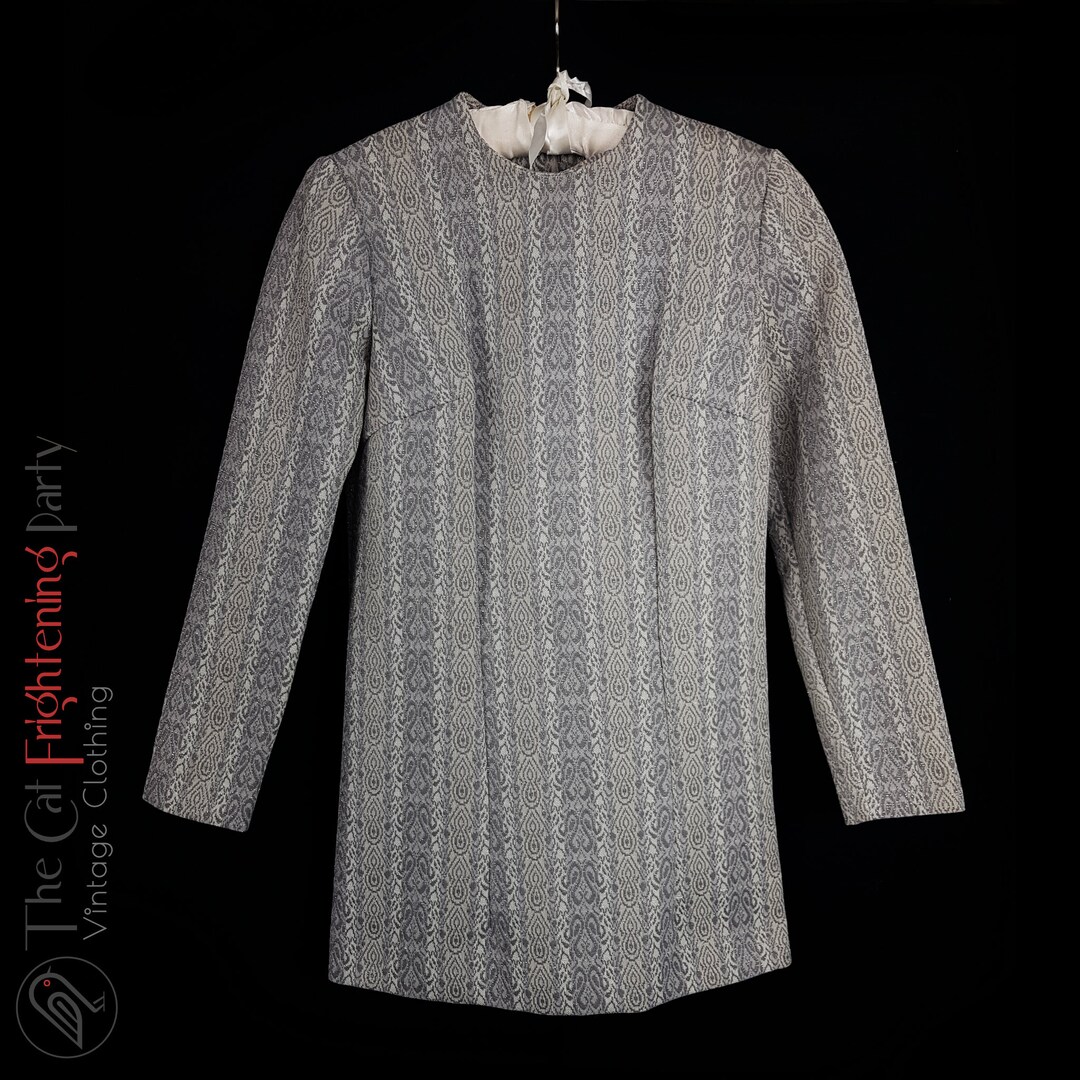 Vintage 1960s Tunic Size 6-8 (vtg 10) Micro Mini Dress Silver Lurex ...