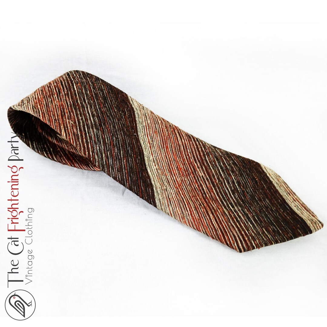 Men's Vintage Tie, 1970s Necktie, Da Vinci Ties, Brown Orange Striped ...