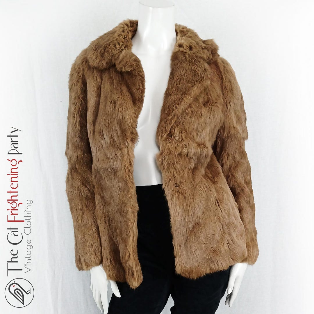 Vintage Fur Coat, Coney Fur Jacket, Size 10 vtg 12, Fawn Brown, Genuine ...