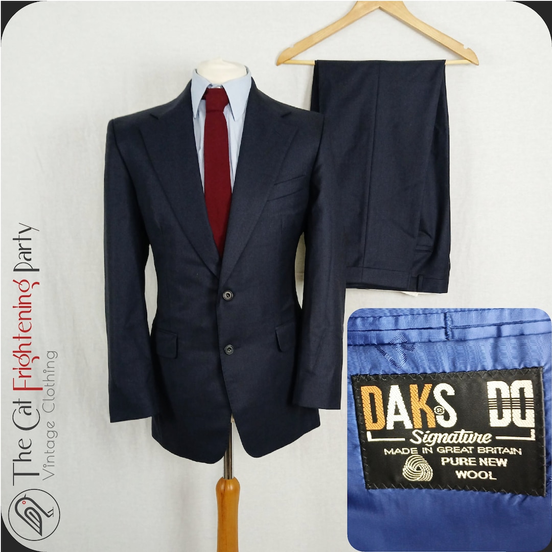 DAKS Signature Suit, Mens Vintage Suits, Chest 38, Waist 32 Navy Blue ...