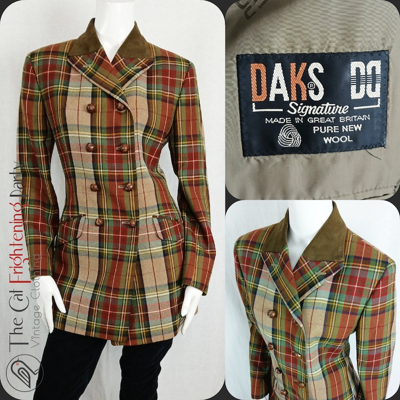 Vintage DAKS Signature Blazer, Size 12, Womens Tartan Jackets, Plaid ...