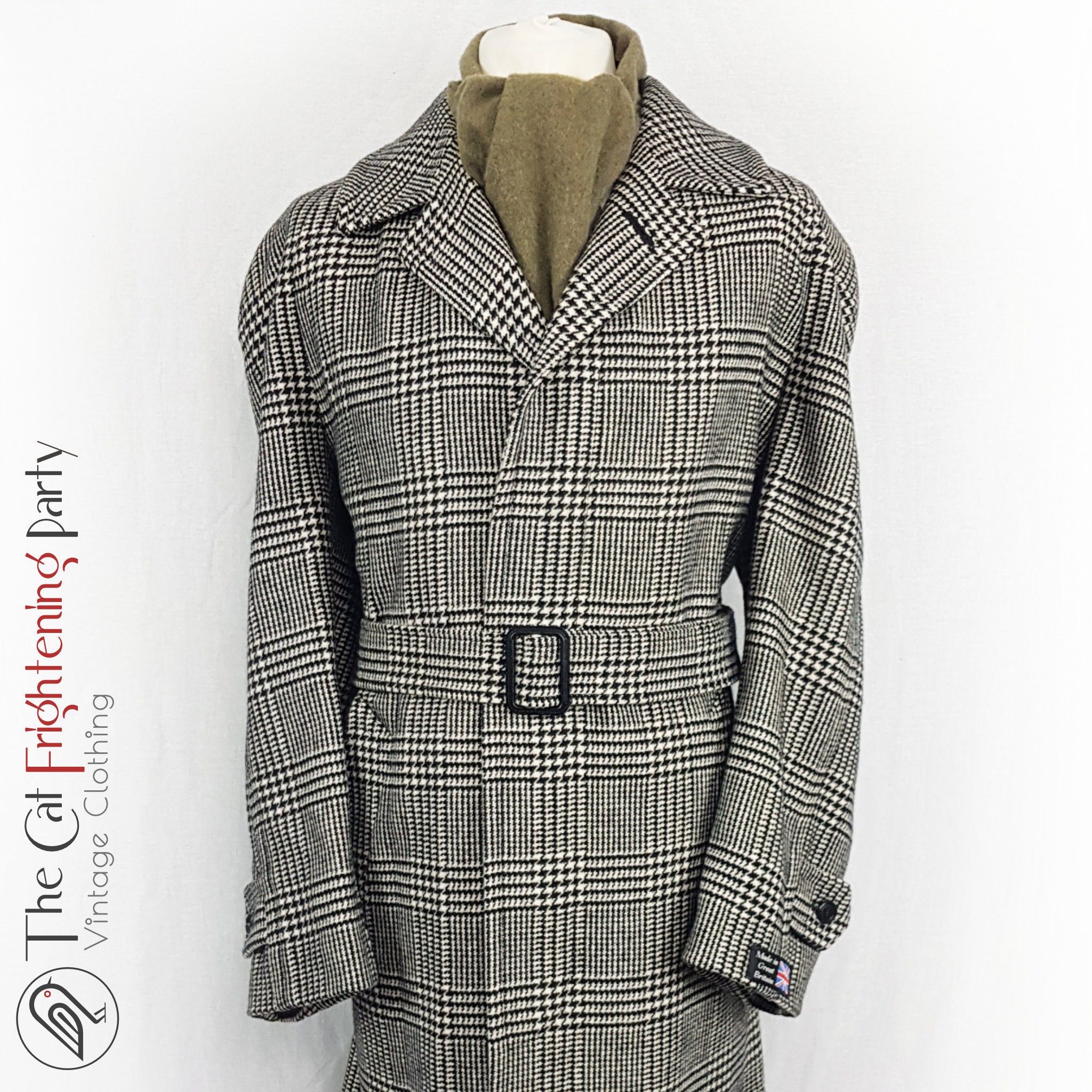 Vintage Deadstock Overcoat, Dunn & Co, Belted Tweed Overcoat, Size L 44 ...