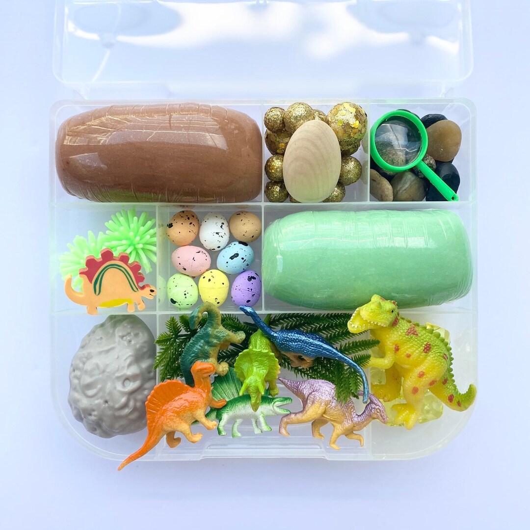 Dinosaur Playdough Kit, Dinosaur Toy, Kid Sensory Bin, Dinosaur ...