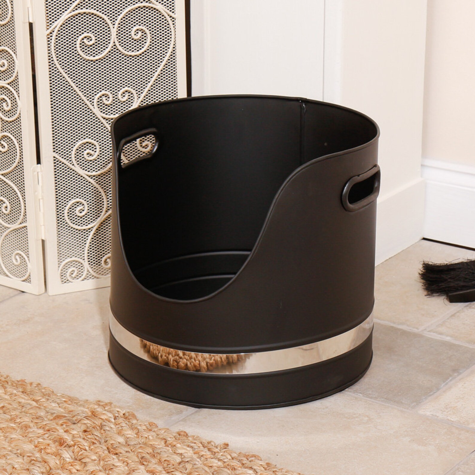 Contemporary Log Bucket Fireside Kindling Basket Modern Chrome - Etsy UK