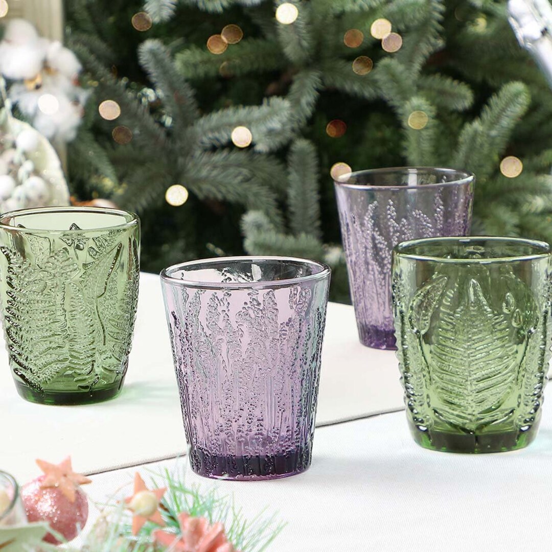 Cocktail Glass Set 4 Embossed Tumbler Glasses Vintage Style - Etsy