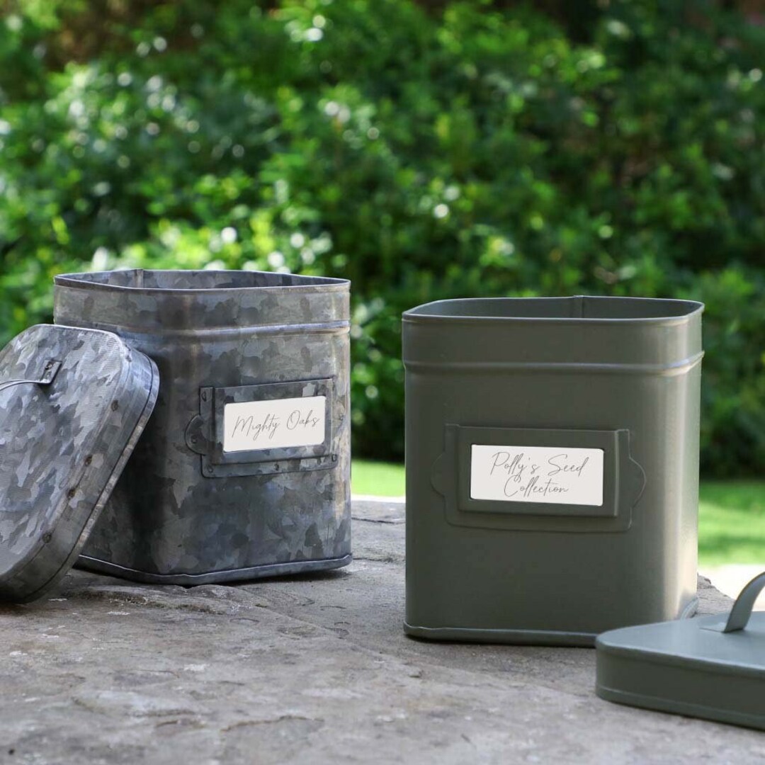 Metal Seed Tin Storage Box Allotment Storage Tub Gardening Gift Present ...