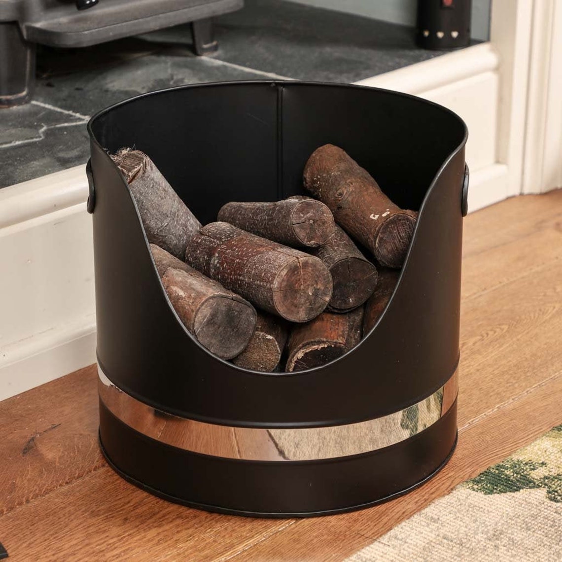 Contemporary Log Bucket Fireside Kindling Basket Modern Chrome - Etsy UK