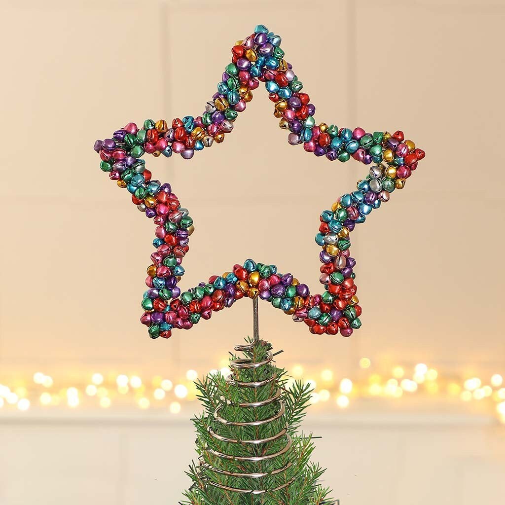 Jingle Bell Christmas Tree Topper Decoration Gold / Rainbow 5 - Etsy UK