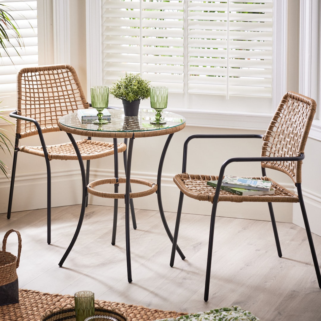 3pc Faux Rattan Bistro Set Garden Furniture 2 Person Outdoor Alfresco ...