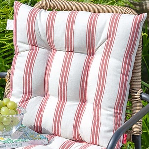 Set of 4 Striped Seat Pads Red Striped Tie-on Dining Chair - Etsy UK
