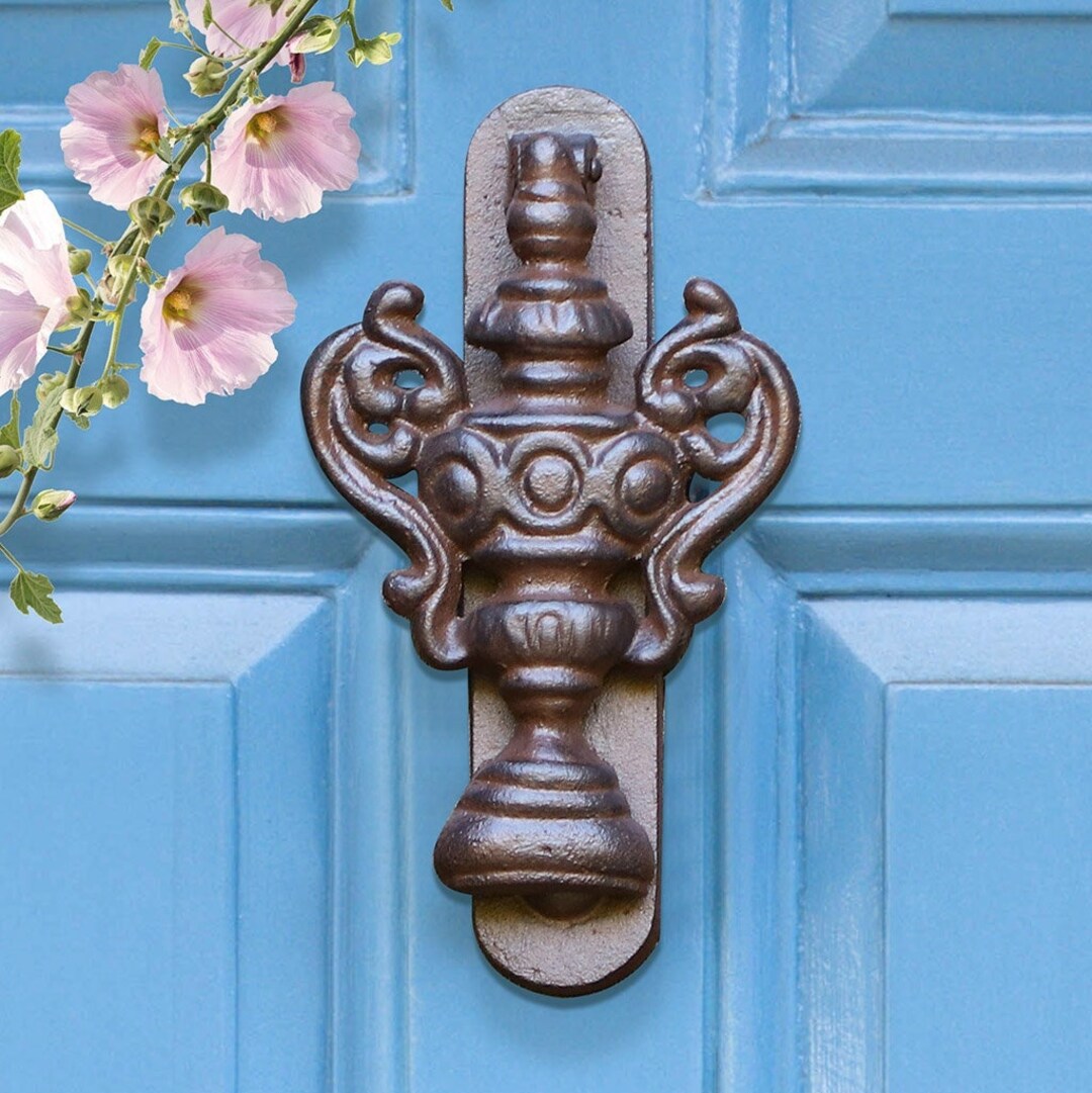 Cast Iron Door Knocker Brown Finish Victorian Urn Outdoor Garden Door ...