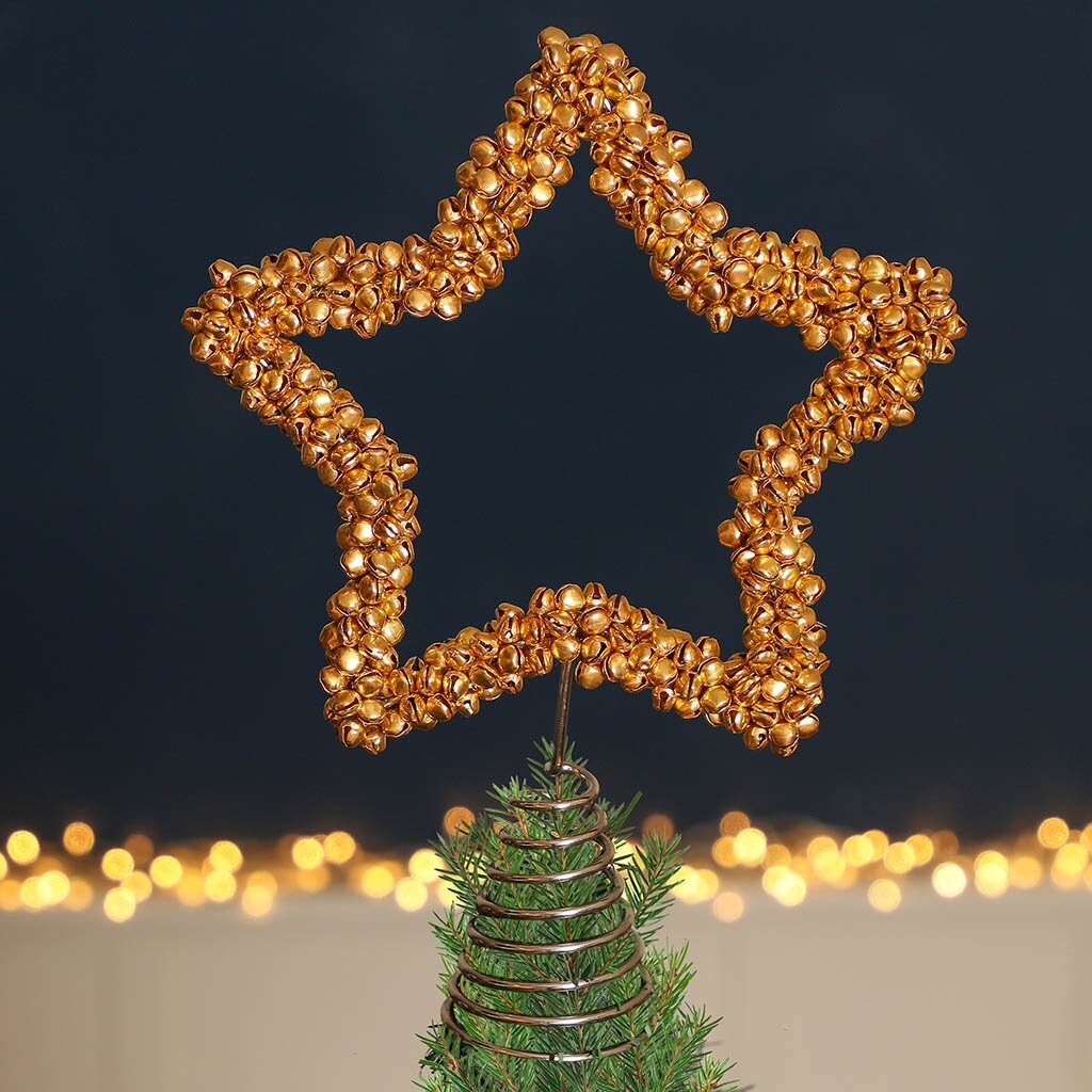 Jingle Bell Christmas Tree Topper Decoration Gold / Rainbow 5 - Etsy UK