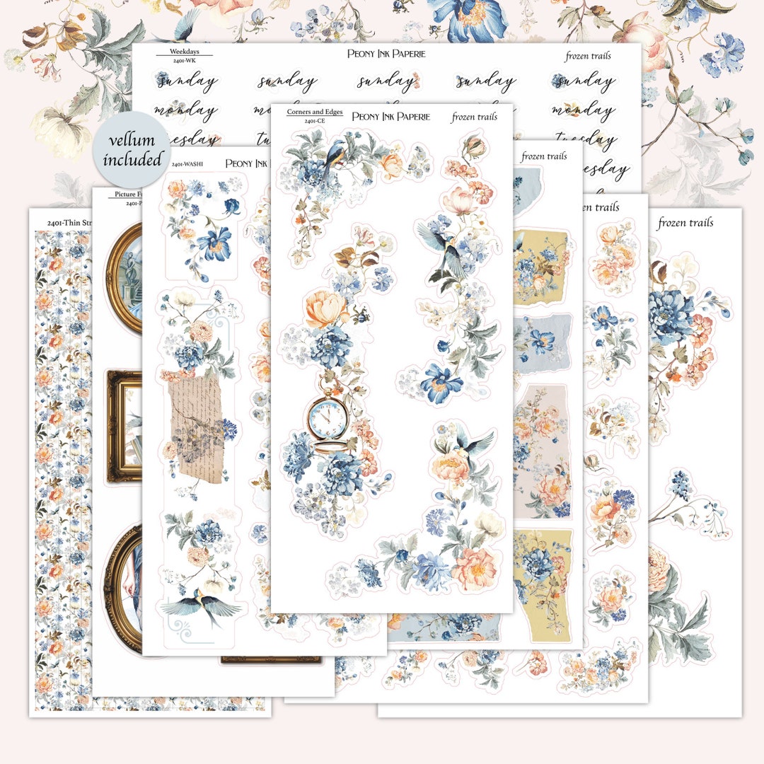 Journaling Kit Frozen Trails Sticker Kit Floral Deco Bullet Journal ...