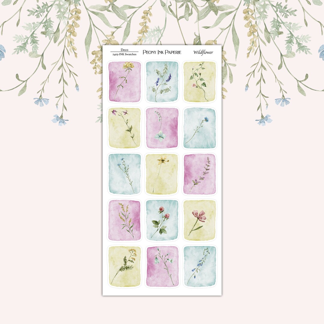 Wildflower Ink Swatches Journal Collection Sticker Sheet Premium Matte ...