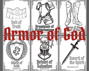 The Christian Knight the Armor of God Printable Coloring - Etsy