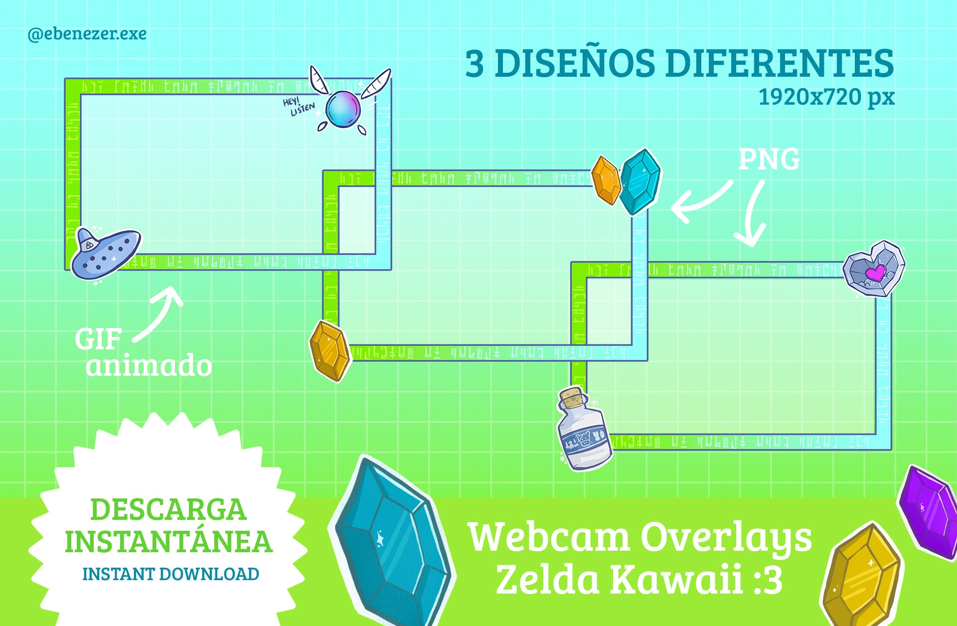 Stream Overlay Package Zelda Kawaii Green Version - Etsy