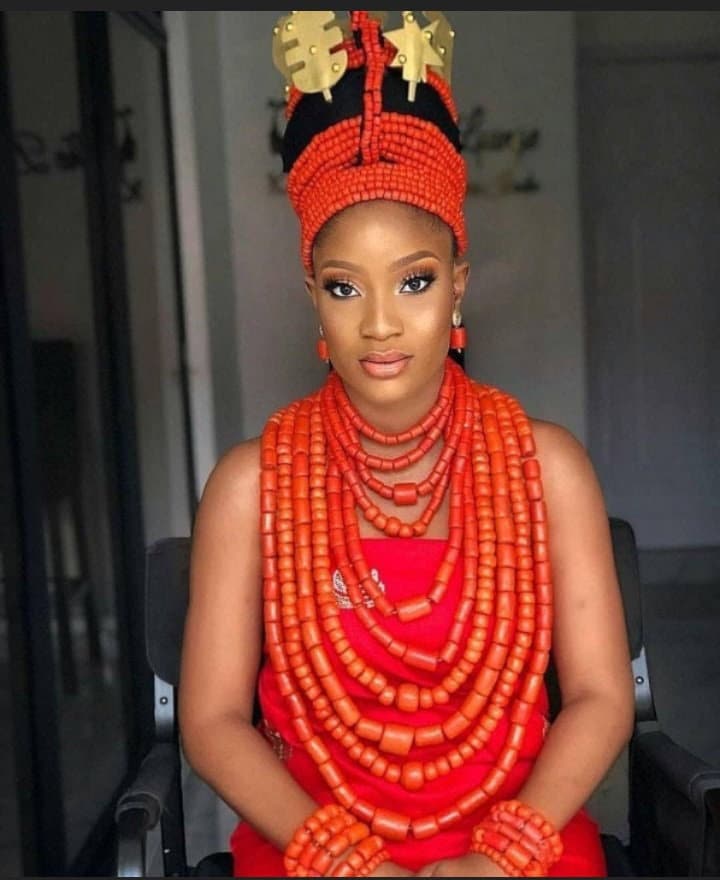 African Traditional Beads, Complete Edo Beads With Hair Vine Bead ...