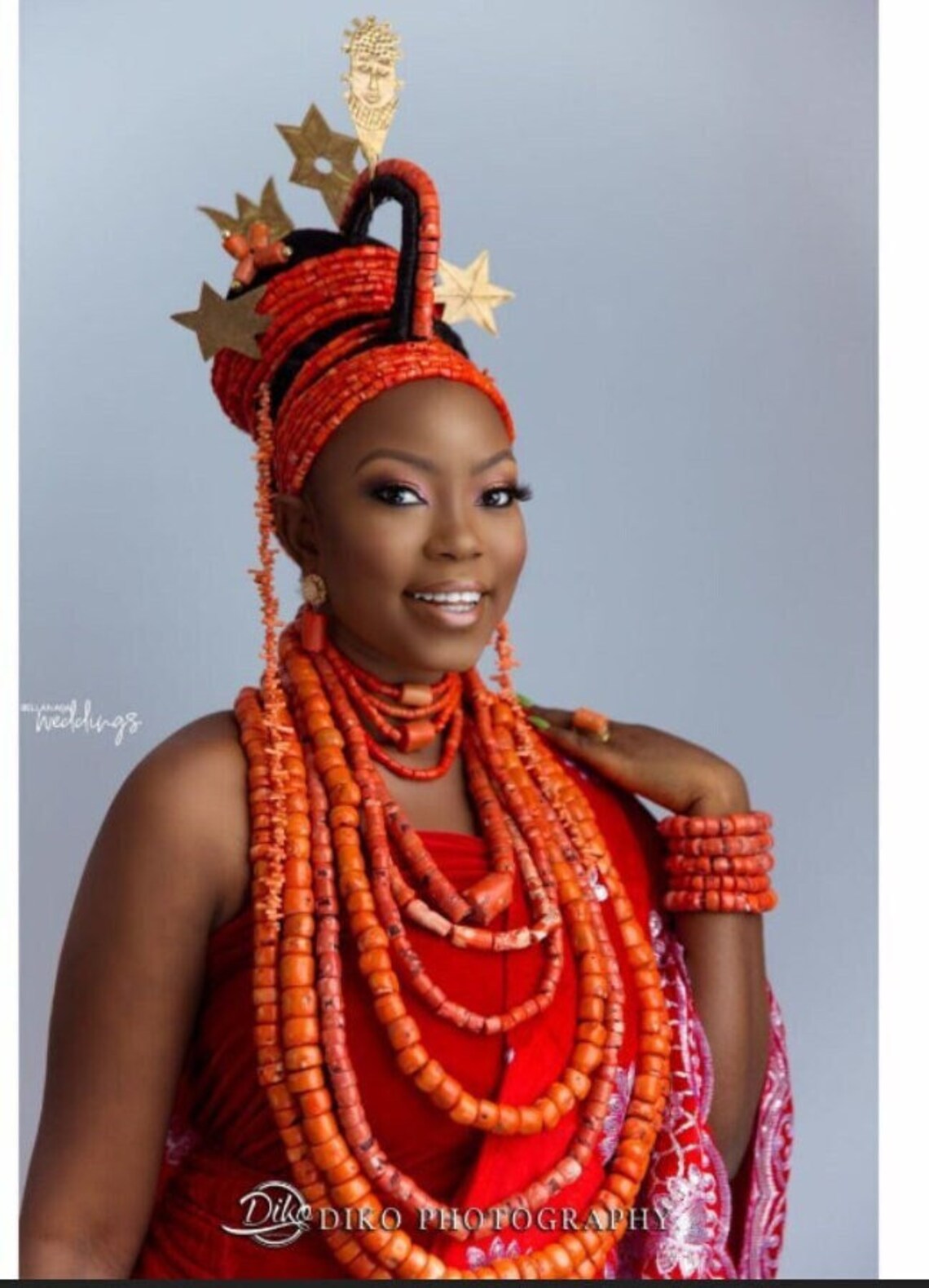 Traditional Original Coral Beads, Beads With Hair Vine, Edo Bride Beads ...