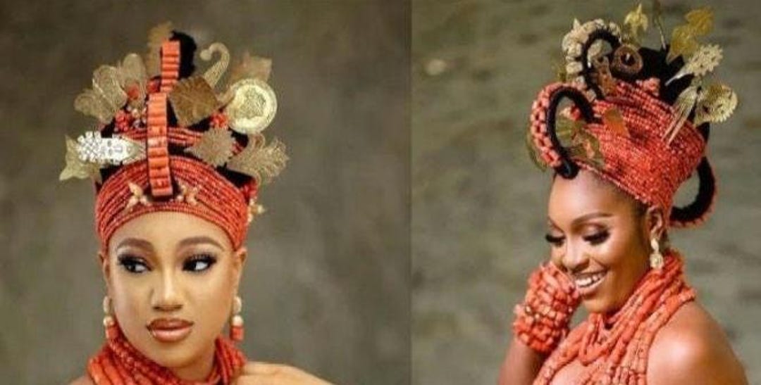 African Traditional Wedding Hat, Edo Brides Beaded Hat, Bride Hat With ...