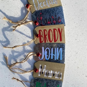 Personalized Galvanized Metal Tag, Stocking Tag, Gift Tag, Galvanized ...