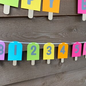 Colorful Popsicle Happy Birthday Banner, the Cool One First Birthday ...