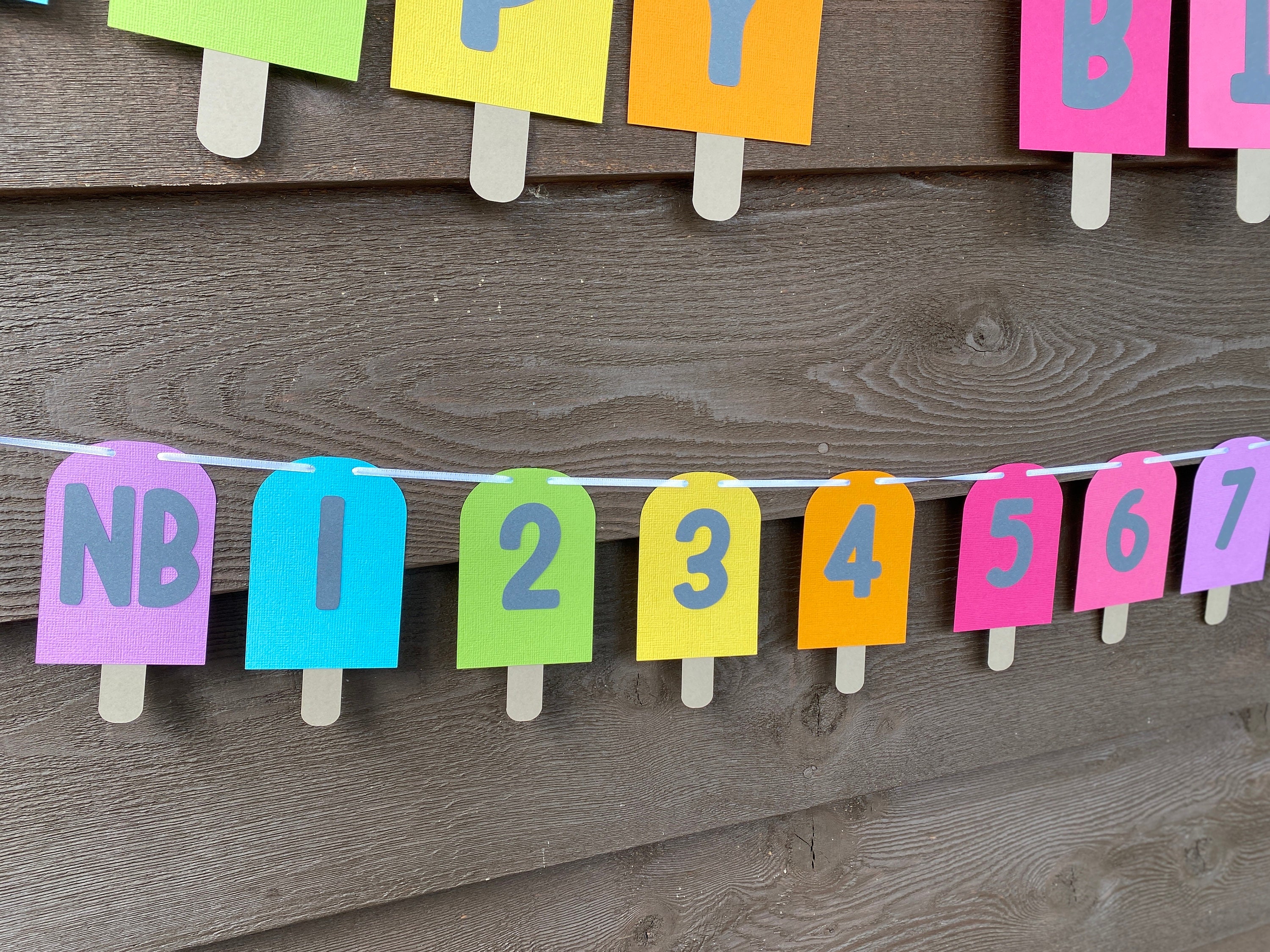 Colorful Popsicle Happy Birthday Banner the Cool One First - Etsy