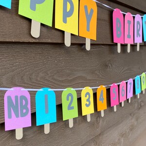 Colorful Popsicle Happy Birthday Banner, the Cool One First Birthday ...