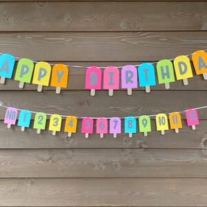 Colorful Popsicle Happy Birthday Banner, the Cool One First Birthday ...