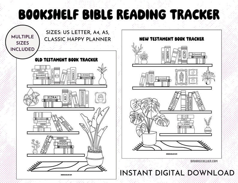 Bookshelf Reading Tracker Log for Bible, Old Testament, New Testament ...