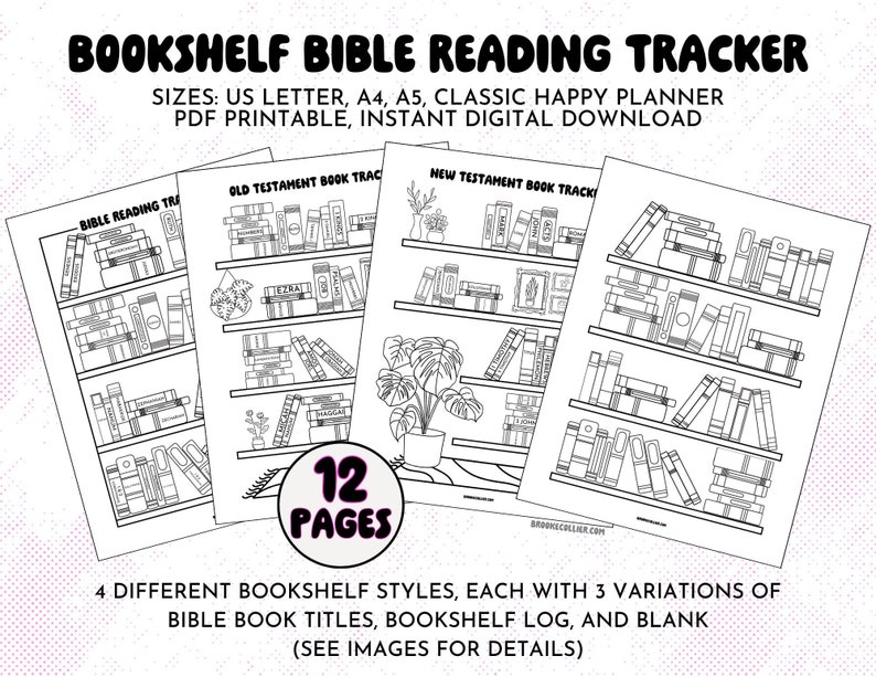 Bookshelf Reading Tracker Log for Bible, Old Testament, New Testament ...
