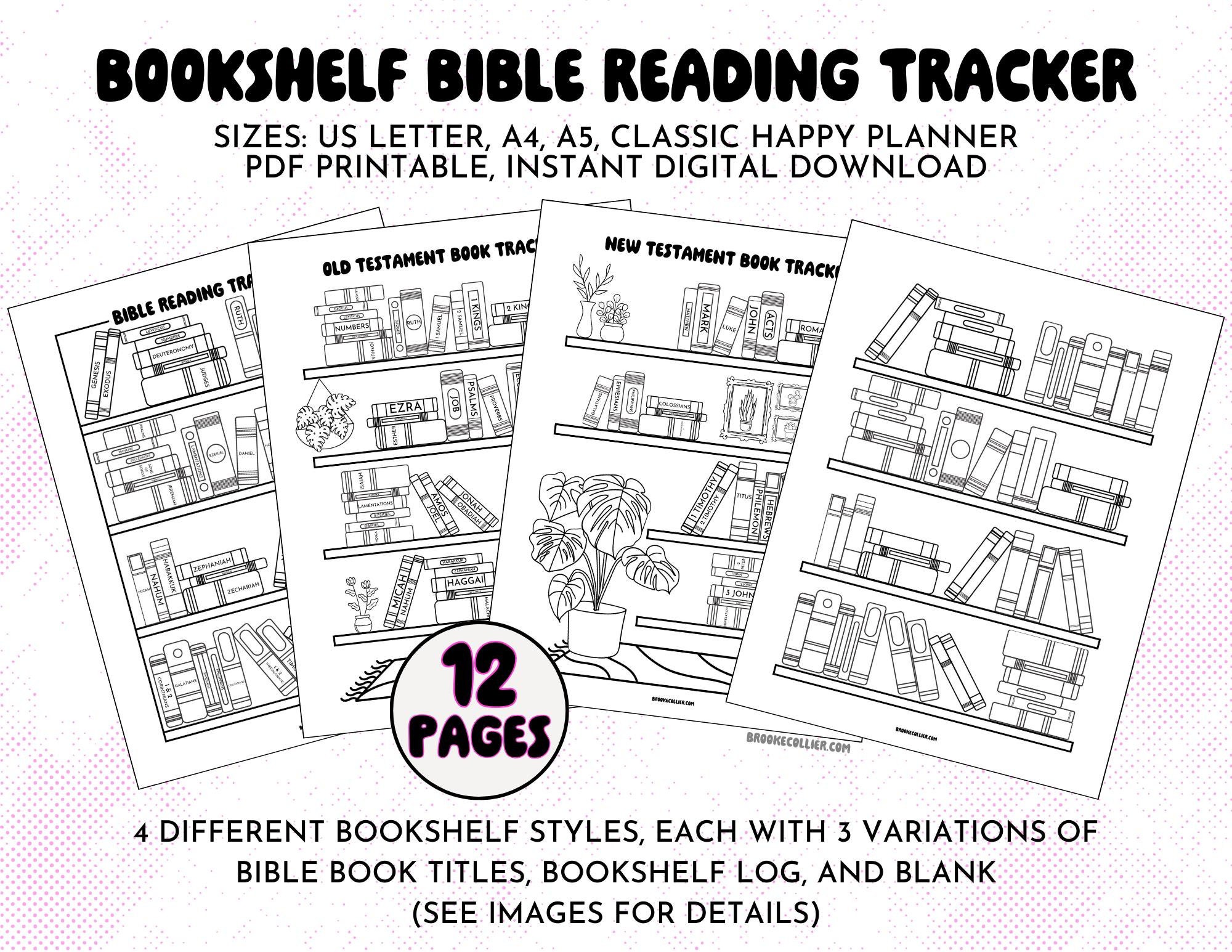 Bookshelf Reading Tracker Log for Bible, Old Testament, New Testament ...