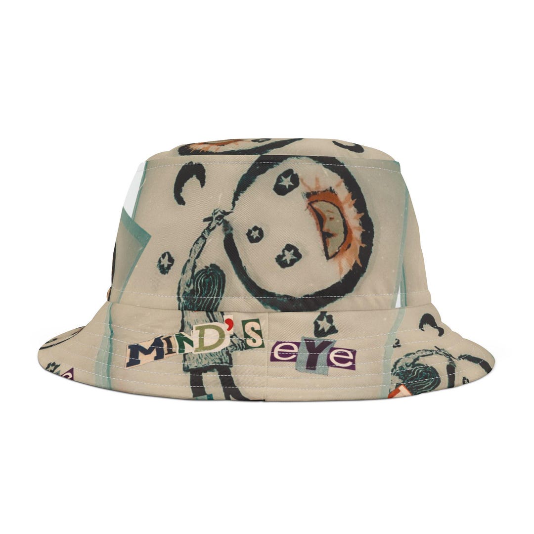 Mind's Eye Bucket Hat - Artistic AOP Sun Hat, Bohemian Style, Summer ...