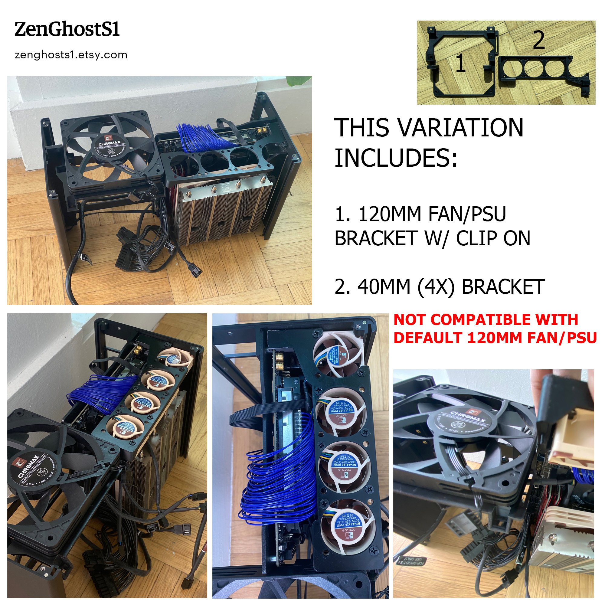 Ghost S1 - FAN/PSU Bracket + Variations: 4x40mm Brackets Cpu And/or Gpu ...