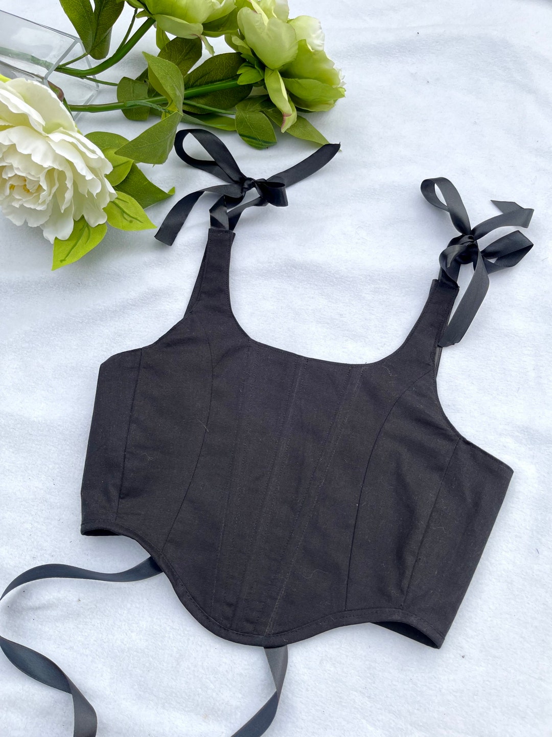 Handmade Black Cotton Corset Ribbon Straps - Etsy