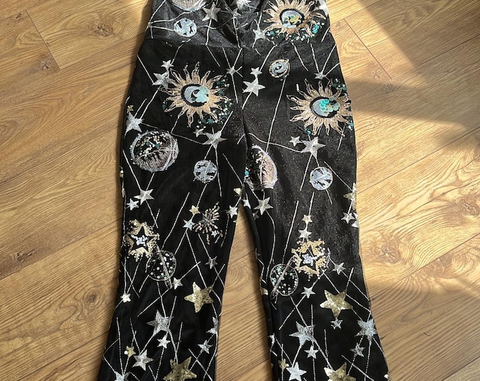 Sun Moon Velvet Sequin Catsuit | Jumpsuit Flares Celestial Festival ...