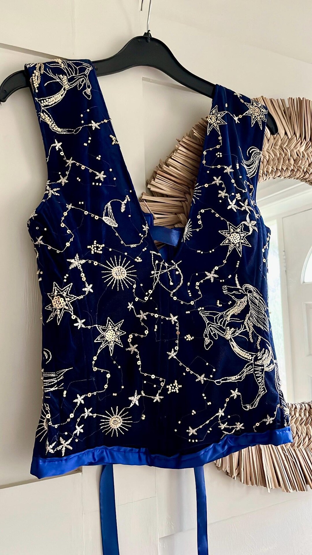 The V Neck Midnight Corset. Handmade Navy Blue Velvet Corset With Gold ...